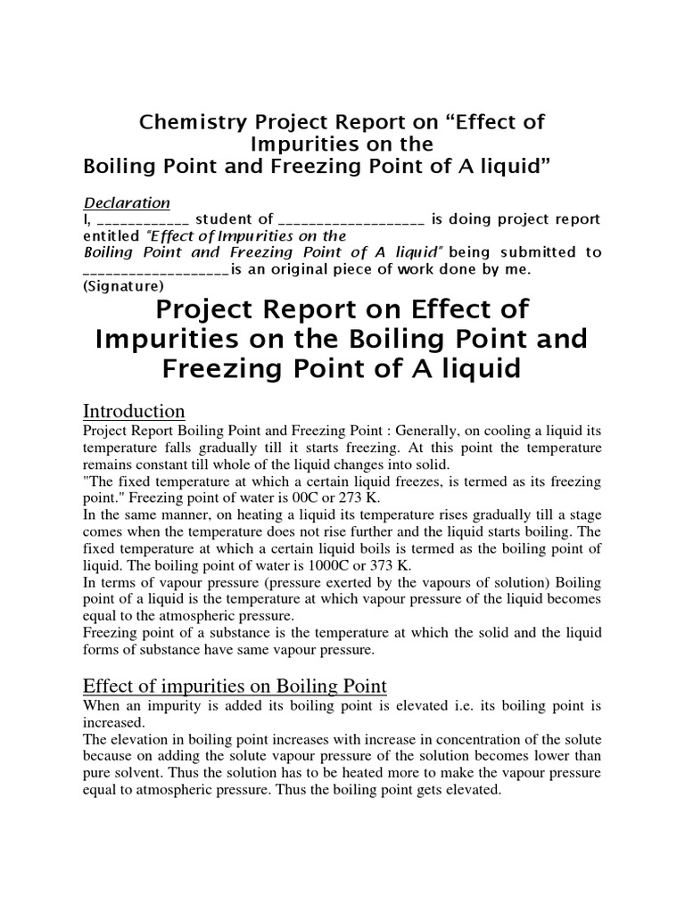 Chemistry Project Report | PDF | Melting Point | Solution
