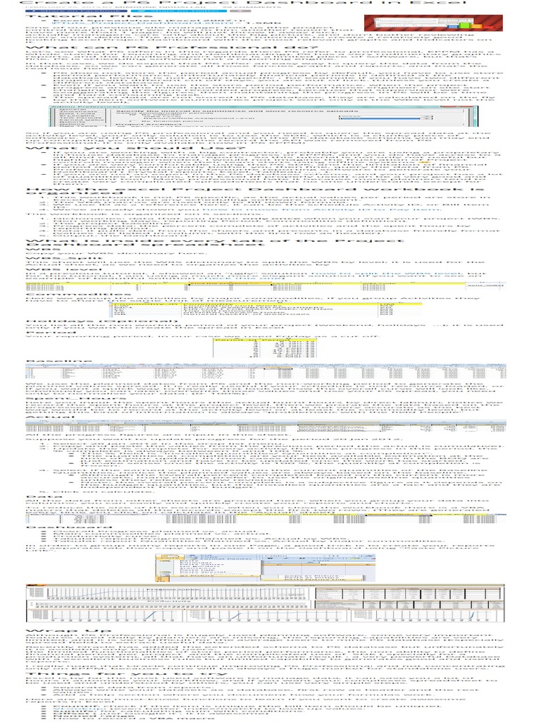 Create A P6 Project Dashboard in Excel | PDF