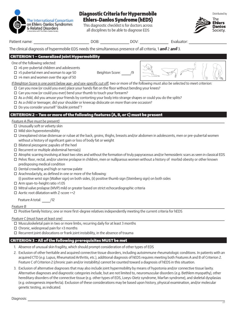 HEDS DX Criteria Checklist | PDF | Human Diseases And Disorders ...