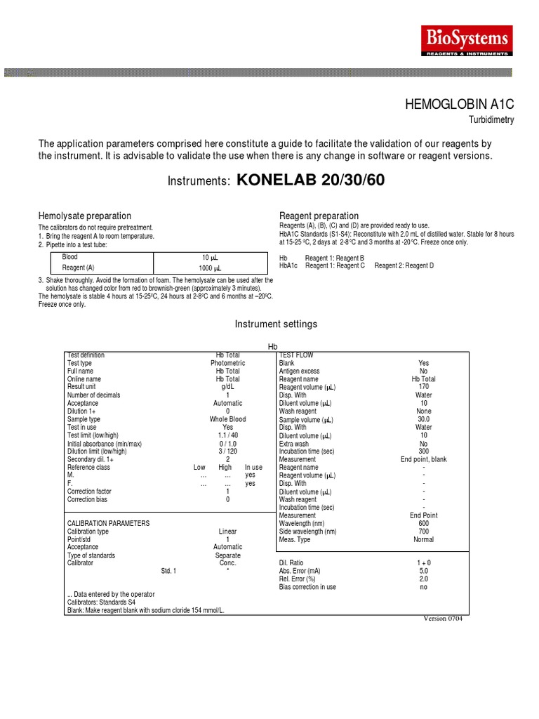 Konelab 20-30-60 | PDF | Glycated Hemoglobin | Chemistry