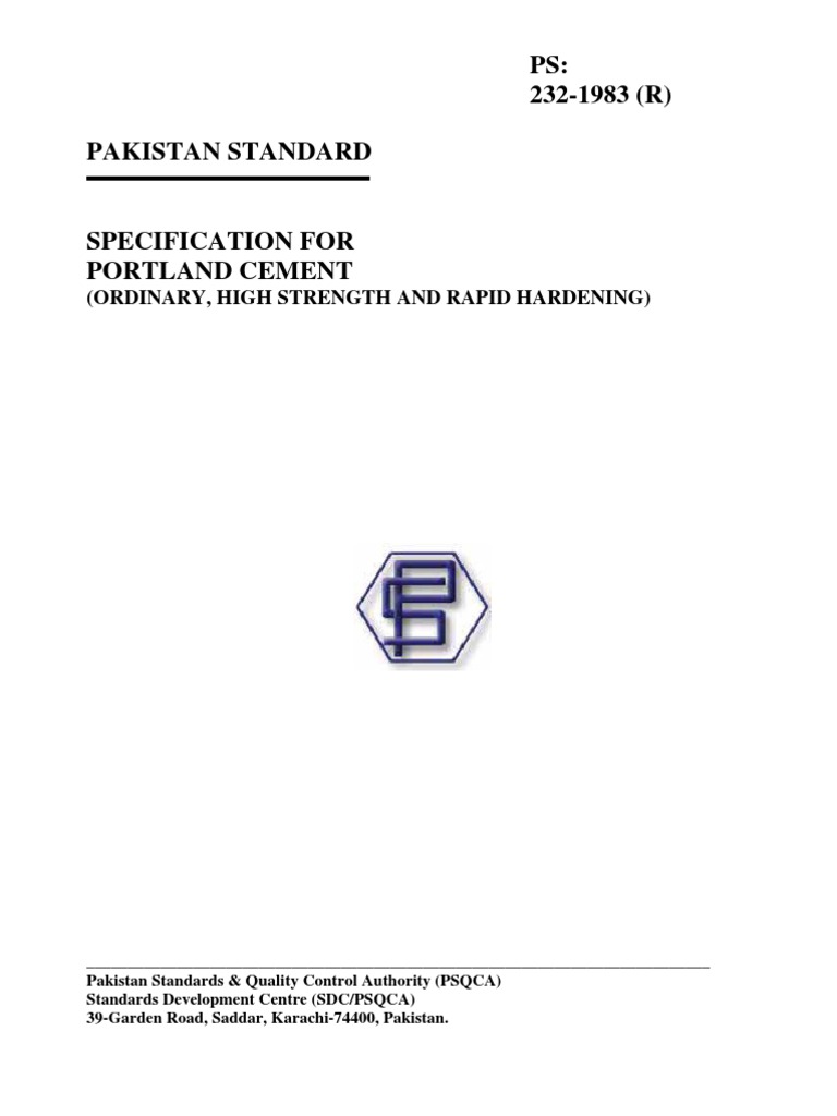 Portland cement specification | PDF | Cement | Filtration