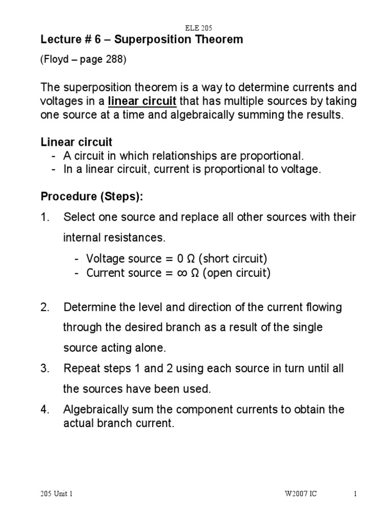 Superposition Theorem | PDF | Electrical Network | Electronic Circuits