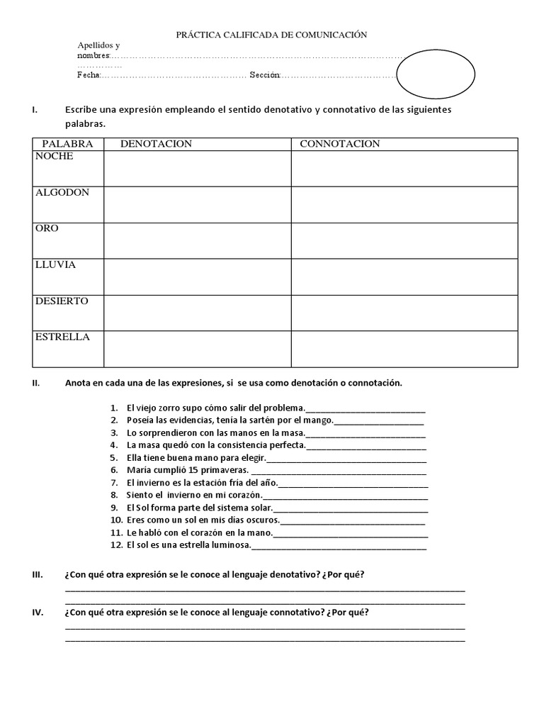 PRACTICA de Lenguaje Connotativo y Denotativo II | PDF PRACTICA de Lenguaje Connotativo y Denotativo II | PDF