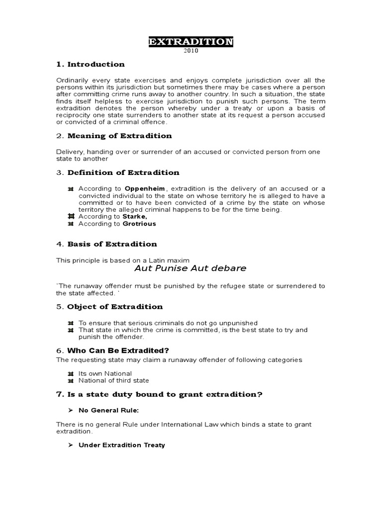 An Overview of Extradition Principles and Practices: Surrendering ...