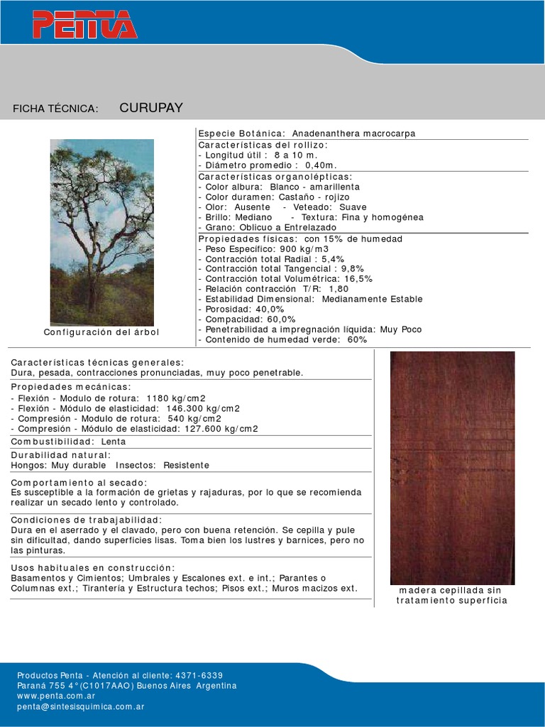 Ficha Técnica de Madera Curupay | PDF | Ingeniería de Edificación ...