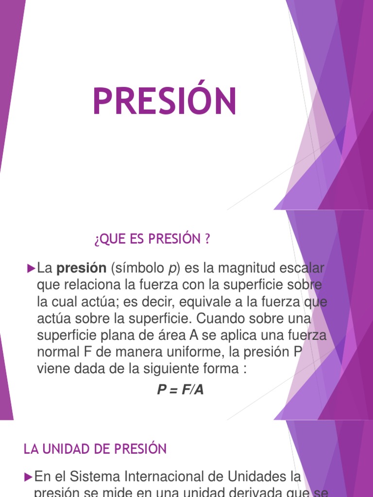 Exposicion de Presion | PDF | Presión | Física Aplicada e ...