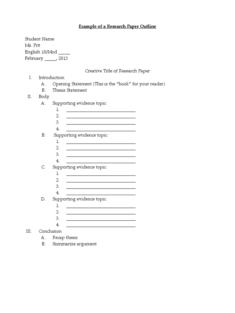 Outline Example Template | PDF | Medicine | Determinants Of Health