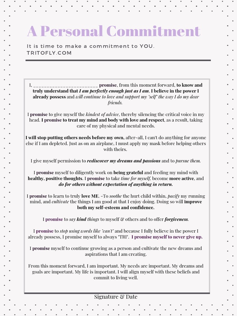 A Personal Commitment | PDF | Forgiveness | Love