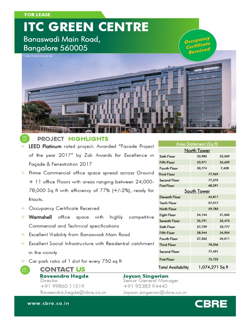 ITC Green Centre Banaswadi Mai Road Eflyer July 2018 | PDF | Business