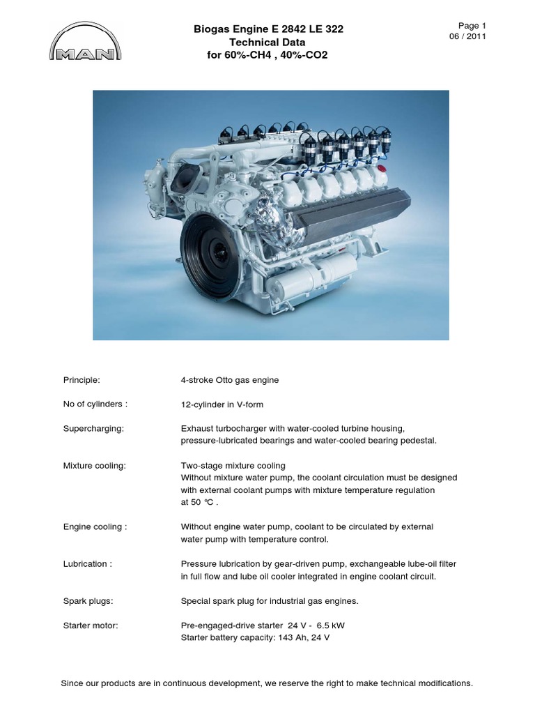 MAN Biogas Engine | PDF | Combustion | Horsepower