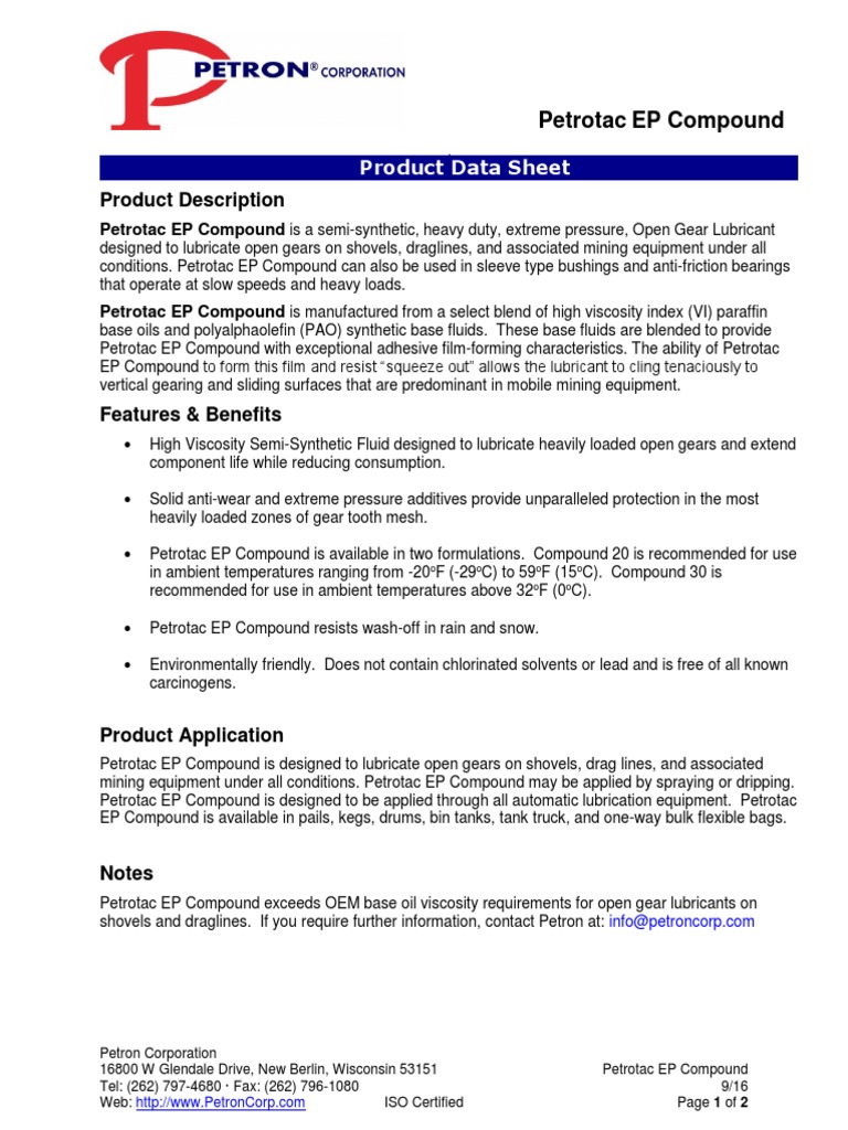 Petrotac EP Compound English 9.16 1 | PDF | Viscosity | Lubricant