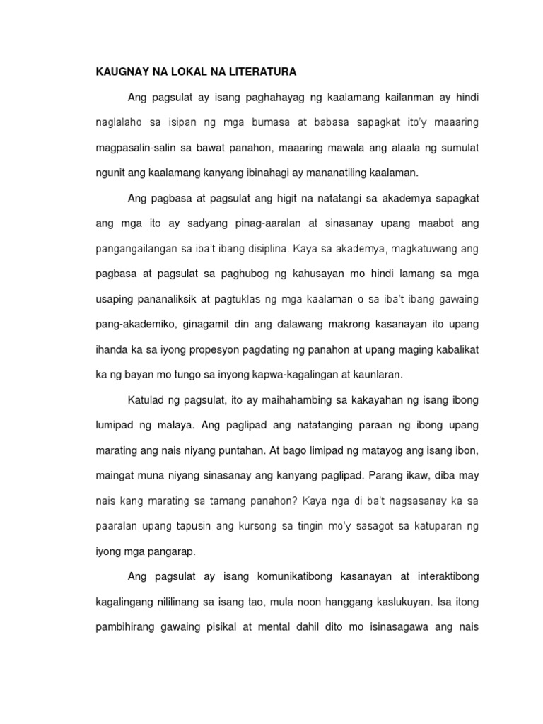 Kabanata 2 Pagsulat Kaugnay Na Lokal Na Literatura