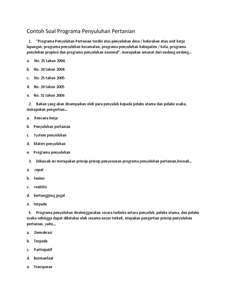 Contoh Soal Programa Penyuluhan Pertanian | PDF