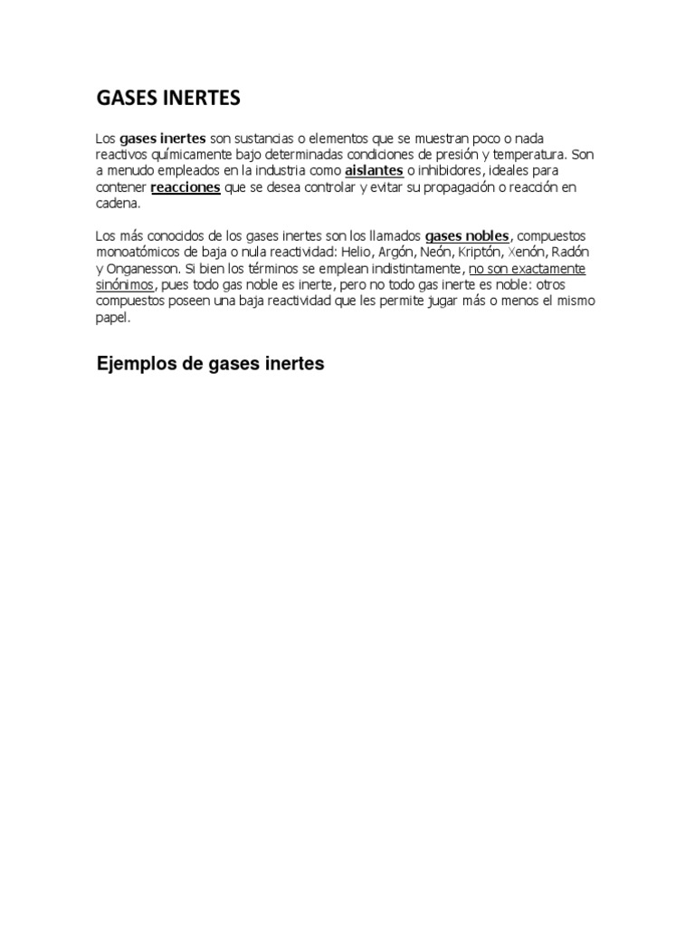 Gases Inertes y No Inertes | PDF | Helio | Gases