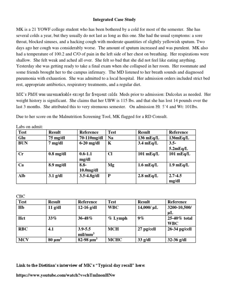 Integrated Case Study | PDF | Anemia | Malnutrition