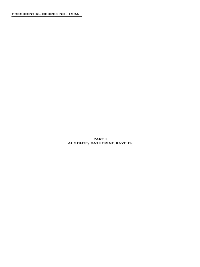 PD 1594 PDF | PDF | Guarantee | Surety Bond