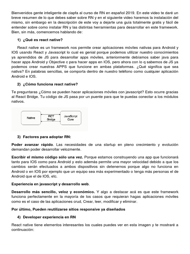 Introduccion A React Native | PDF | Android (sistema operativo) | Aplicación movil