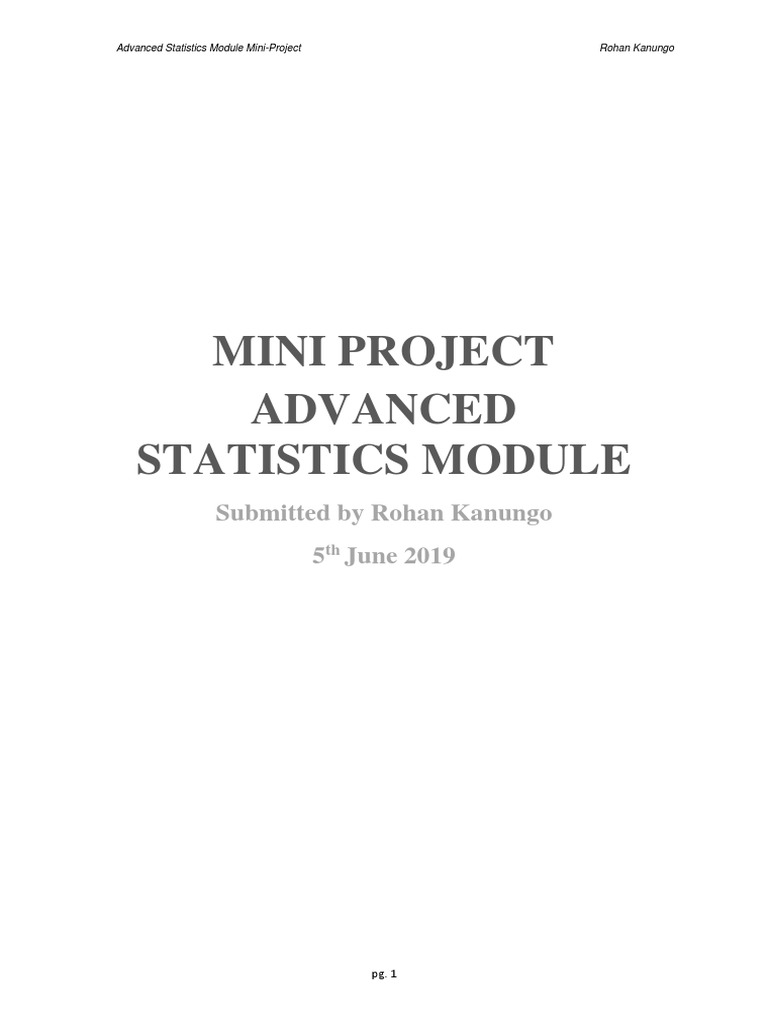 Advanced Statistics - Project Report | PDF | Coefficient Of ...