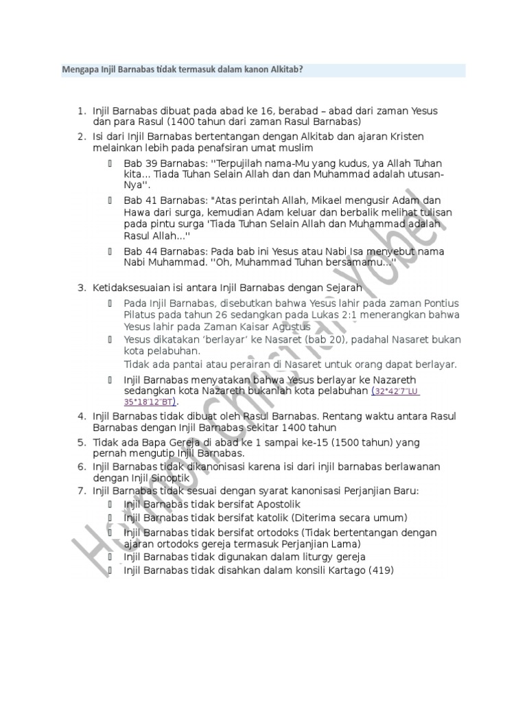 Bedah Injil Barnabas | PDF
