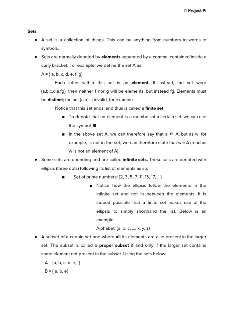 Arithmetic - Set Theory Notes PDF | PDF | Set (Mathematics) | Integer
