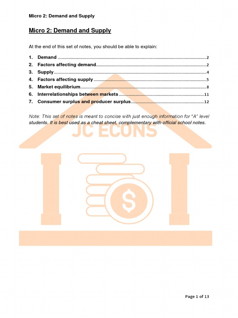 Micro 2 - Demand and Supply | PDF | Supply And Demand | Economic Surplus