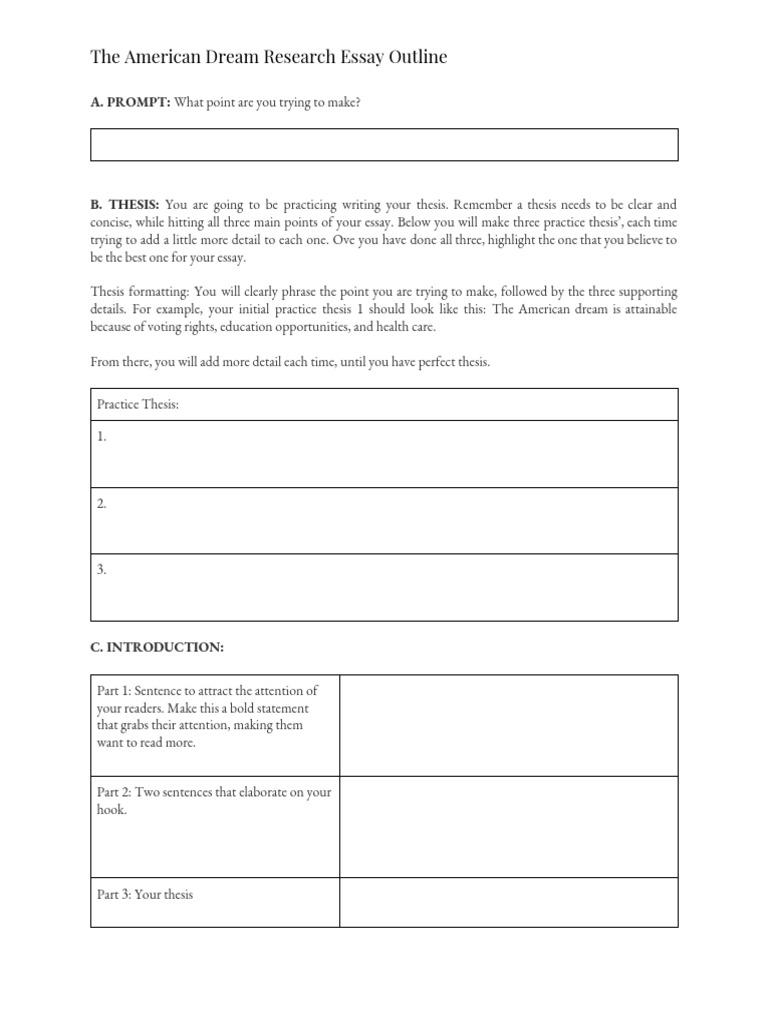 American Dream Essay Outline Guide | PDF | Paragraph | Essays
