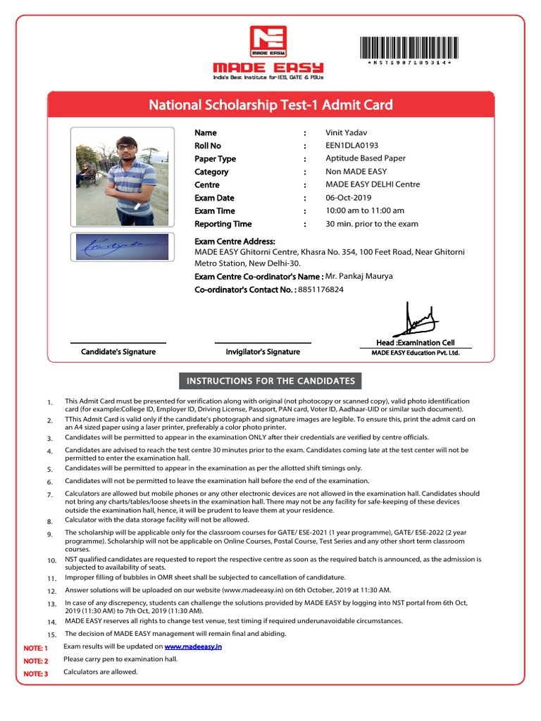 EEN1DLA0193 | PDF | Identity Document | Test (Assessment)