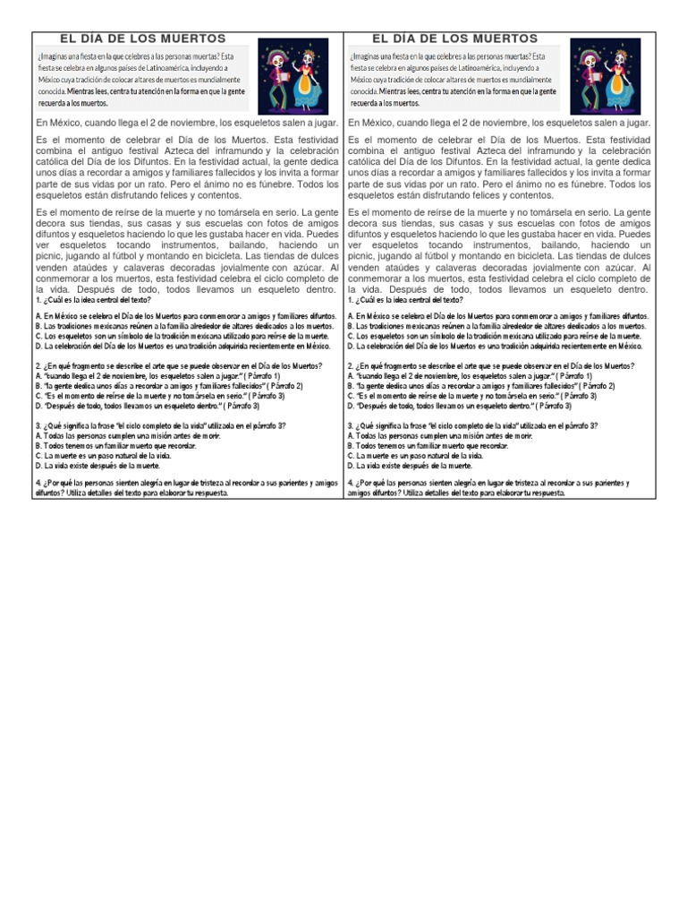Texto Comprensión Lectora Día de Muertos | PDF