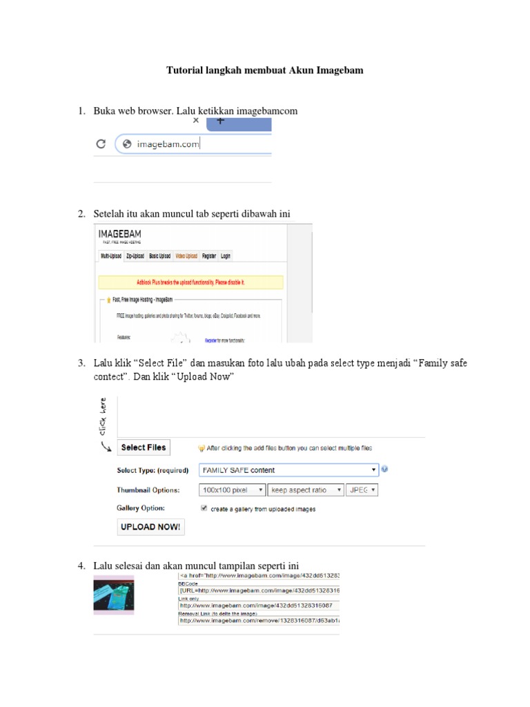 Tutorial Langkah Membuat Akun Imagebam | PDF