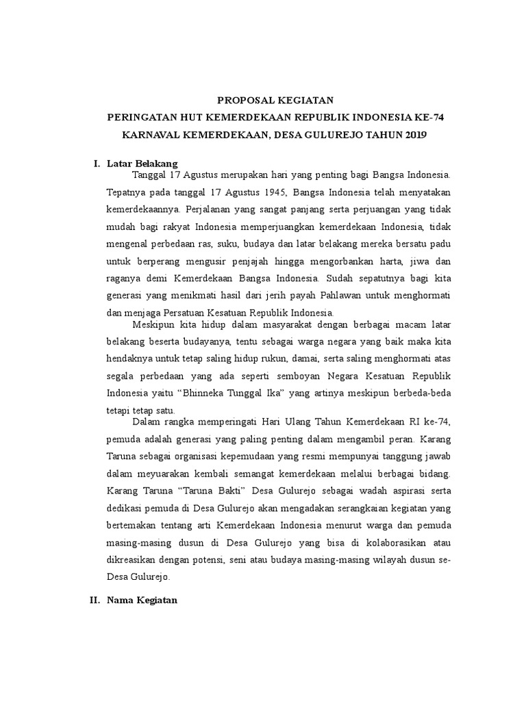 Proposal Karnaval Kemerdekaan 2019 | PDF | Ilmu Sosial | Perjalanan