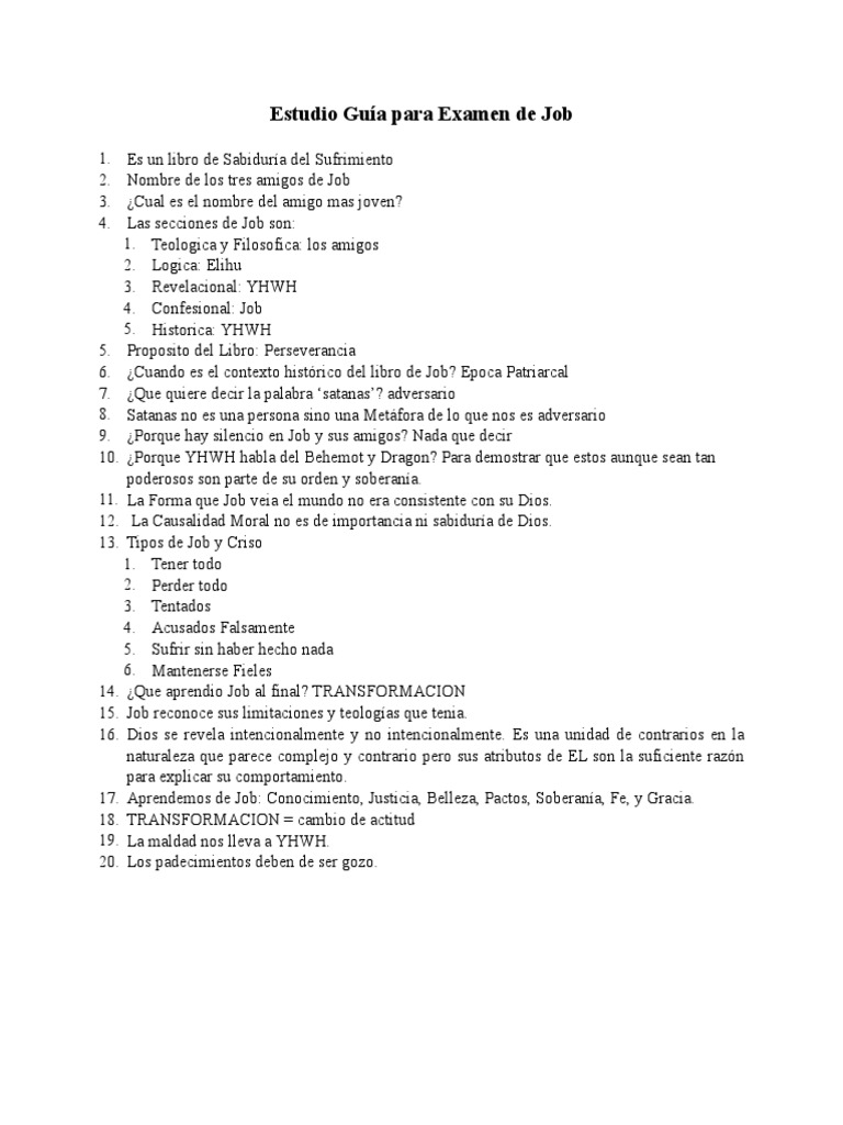 Guia - Examen de Job PDF | PDF