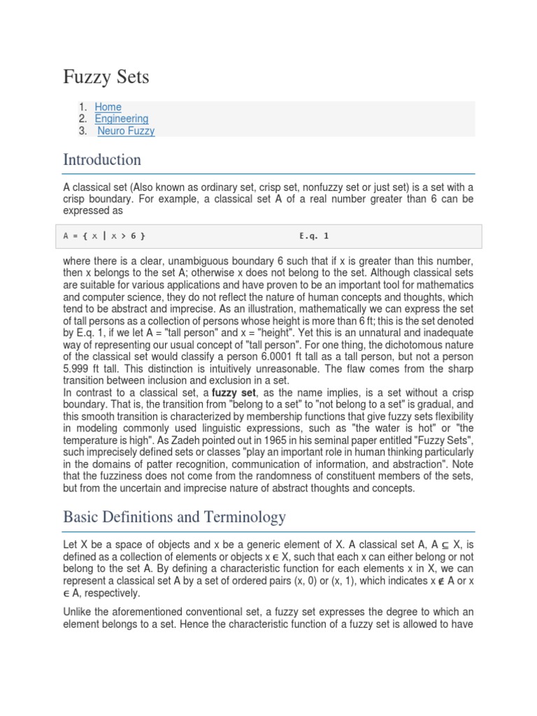 Fuzzy Sets | PDF | Fuzzy Logic | Set (Mathematics)