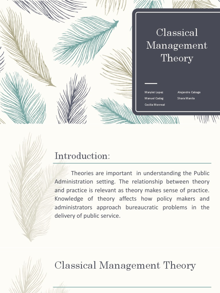 Classical Management Theory | PDF | Leadership | Motivation