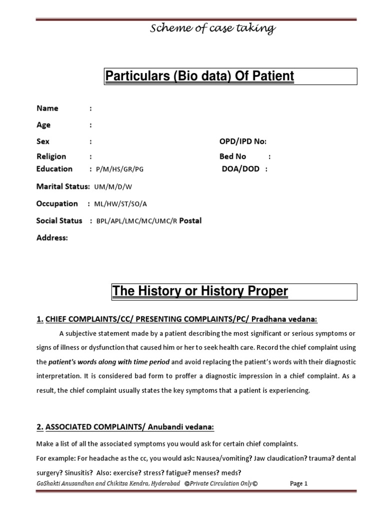 Patient Pareeksha - Case Sheet Sample 1 | PDF | Anatomical Terms Of ...