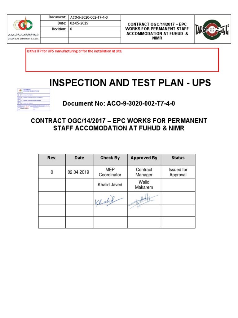 Itp Ups | PDF | Specification (Technical Standard) | Engineering