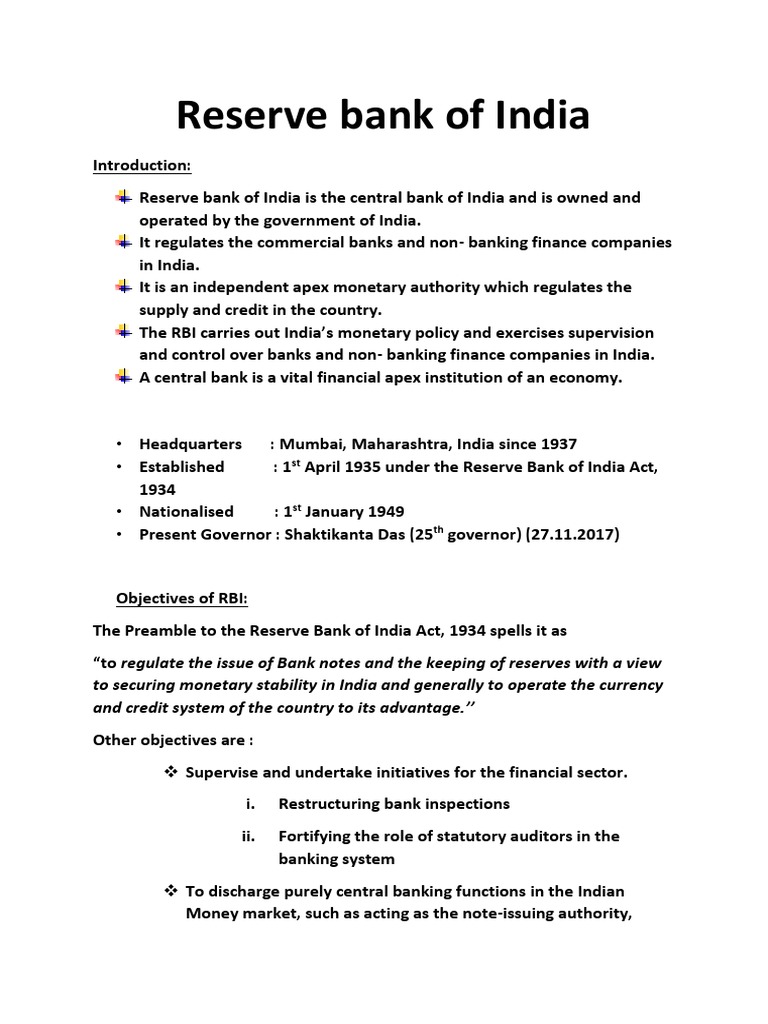 Reserve Bank of India - Prathyusha PDF | PDF | Reserve Bank Of India | Central Banks