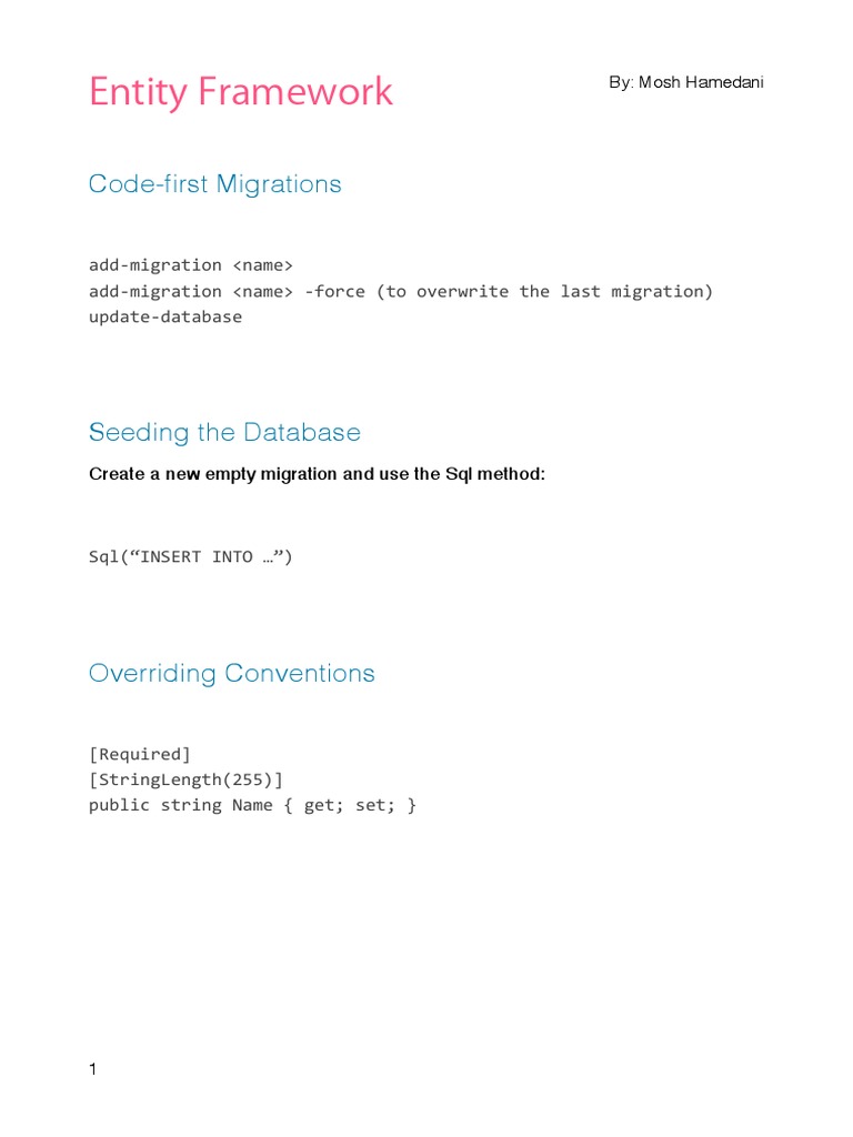 Entity Framework Cheat Sheet PDF | PDF | Teaching Methods & Materials ... Entity Framework Cheat Sheet PDF | PDF | Teaching Methods & Materials ...