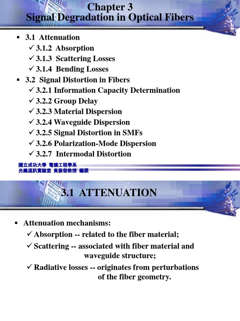 Signal Degradation | PDF | Dispersion (Optics) | Attenuation