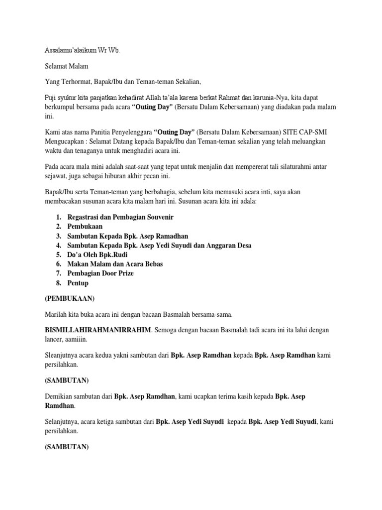 Teks MC Family Gathering | PDF