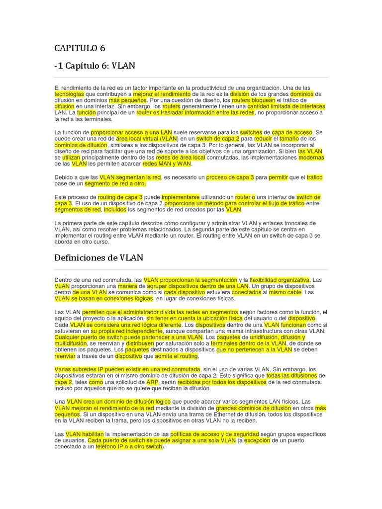 Capitulo 6 Ccna2 Resumen | PDF | Enrutador (Computación) | Conmutador de red