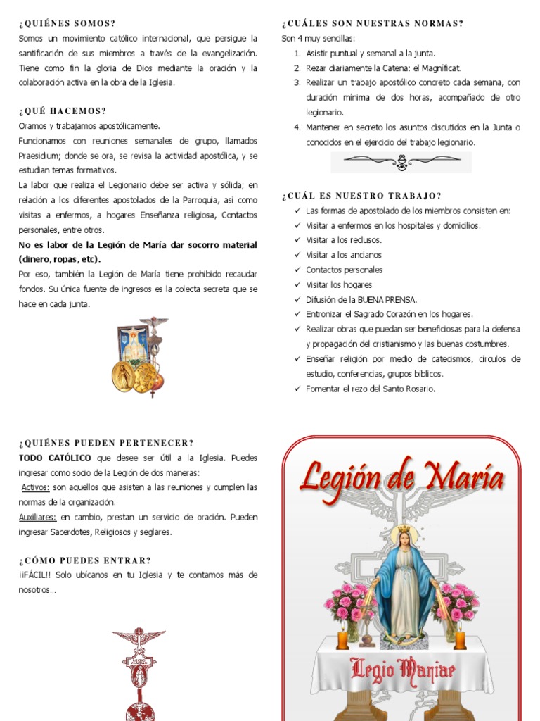 Folleto de La Legion de Maria | PDF | Oración | Iglesia Católica