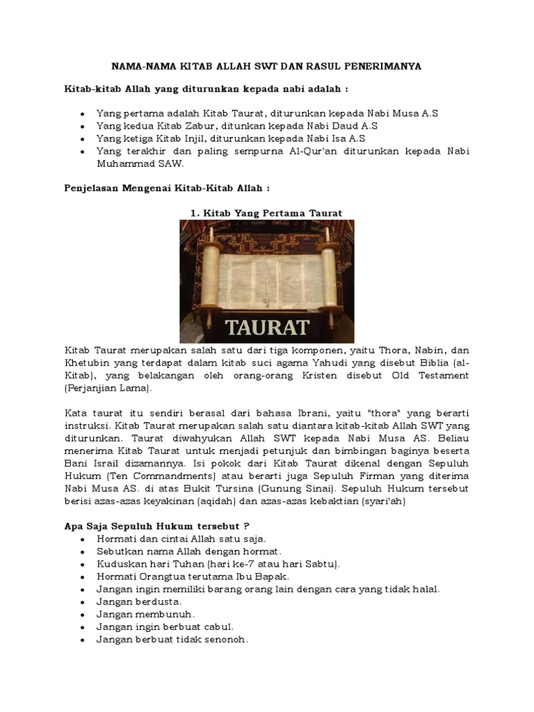 Nama Kitab Allah dan Penerimanya | PDF