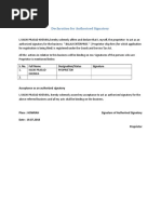 Declaration For Authorized Signatory: Signature of Partner Name: Satish ...