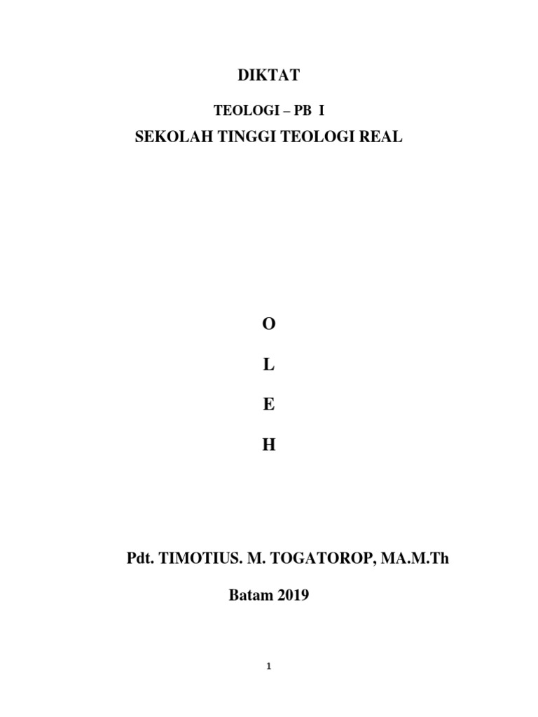 Diktat Teologi PB I | PDF