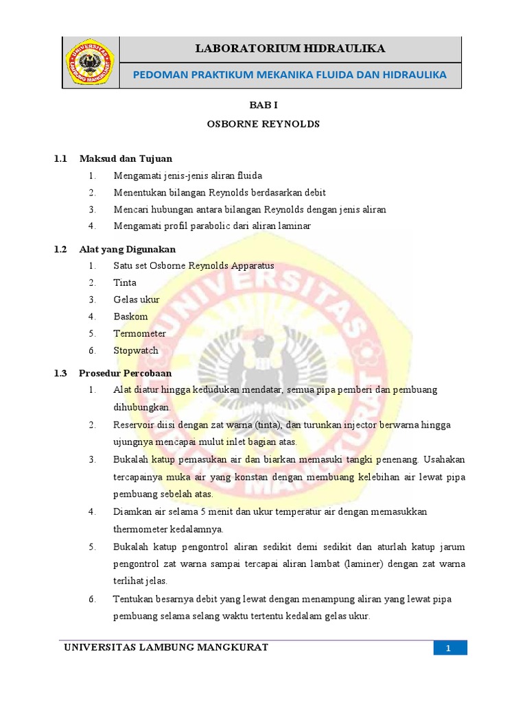 Modul Praktikum Mekflu 2019 | PDF
