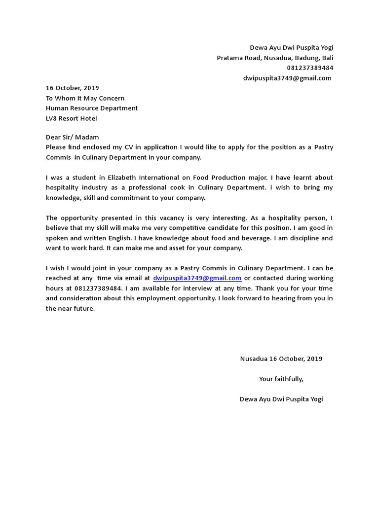 Application Letter