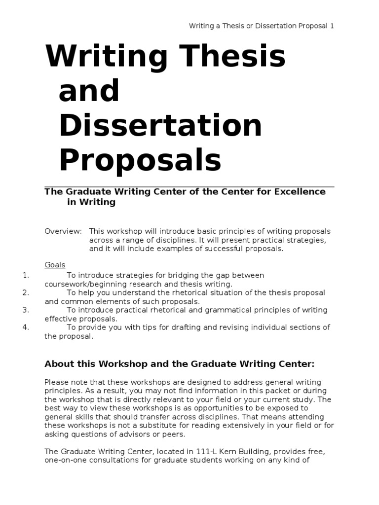 Writing Proposals | PDF | Thesis | Graduate School