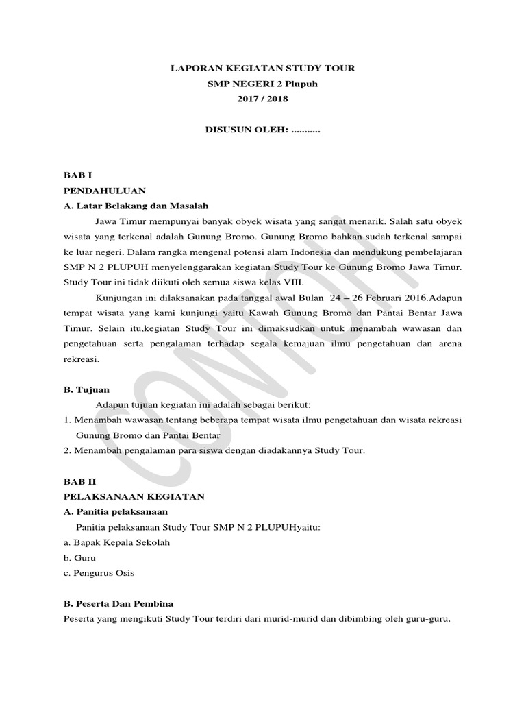 Laporan Kegiatan Study Tour | PDF