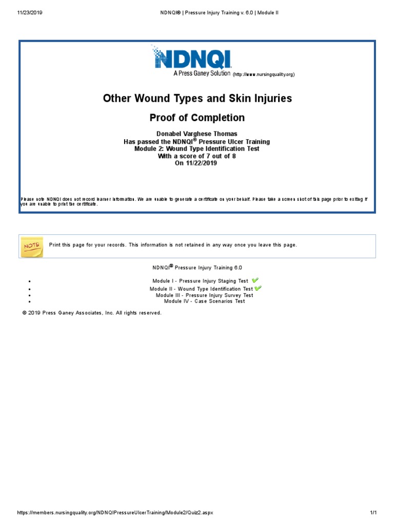 NDNQI® - Pressure Injury Training v. 6.0 - Module II | PDF