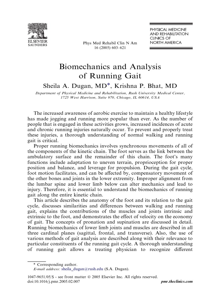 Biomechanics and Analysis of Running Gait | PDF | Anatomical Terms Of ...